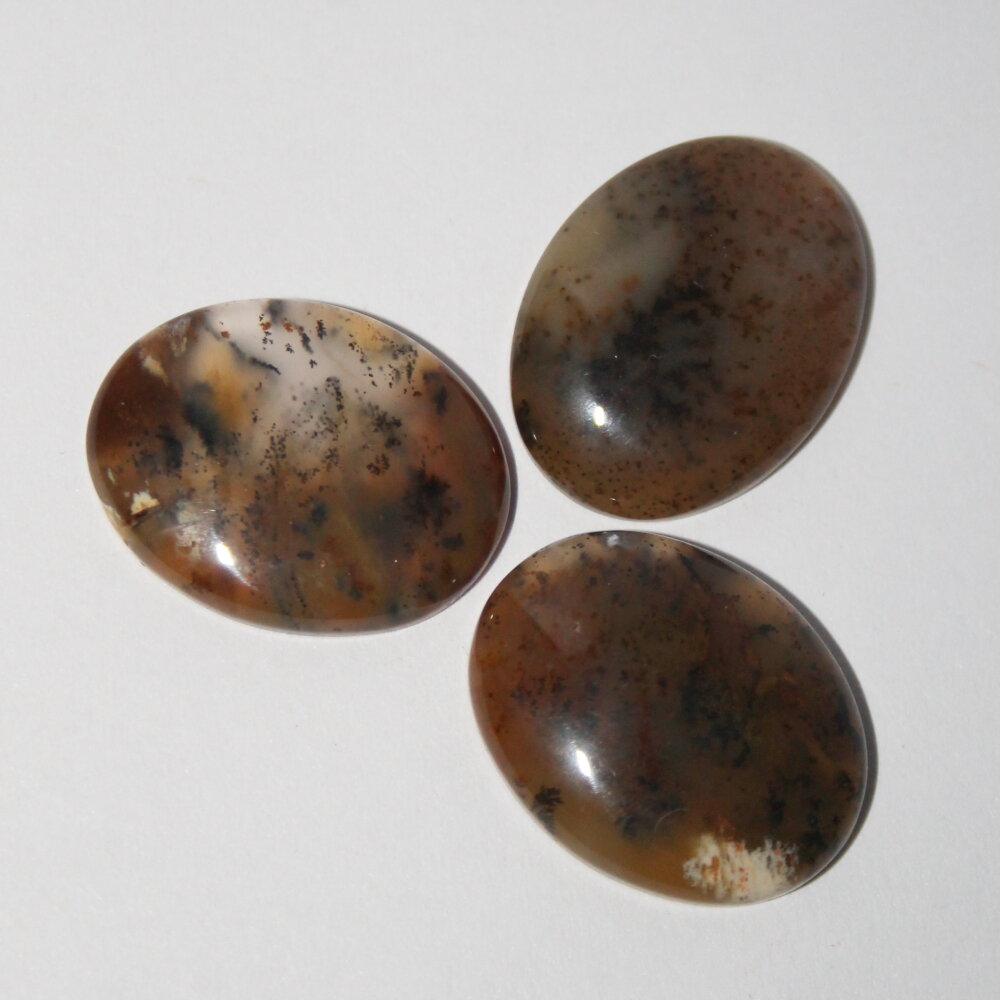 Набор коллекционных кабошонов из Мохового Агата, 20х16х3 мм, Казахстан, "True Stones"