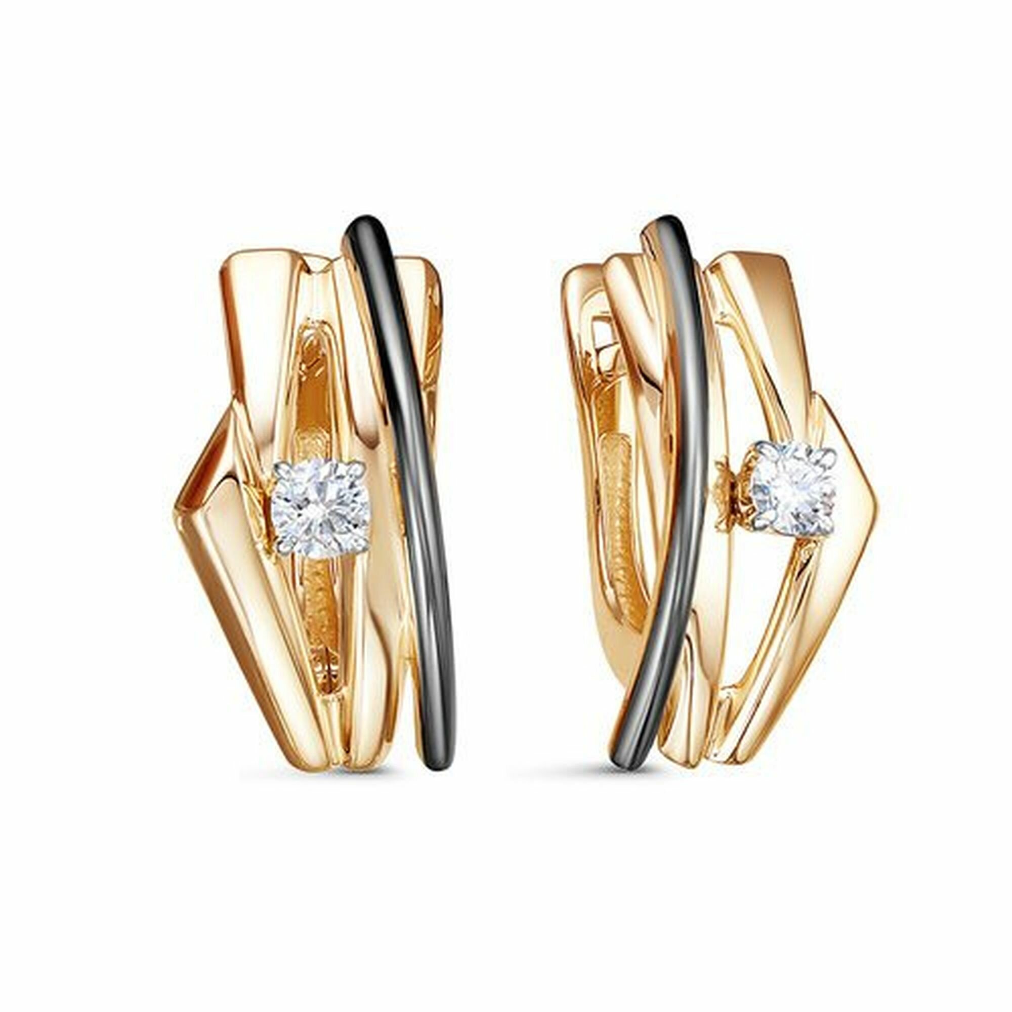 Серьги, красное золото, 585 проба, бриллиант