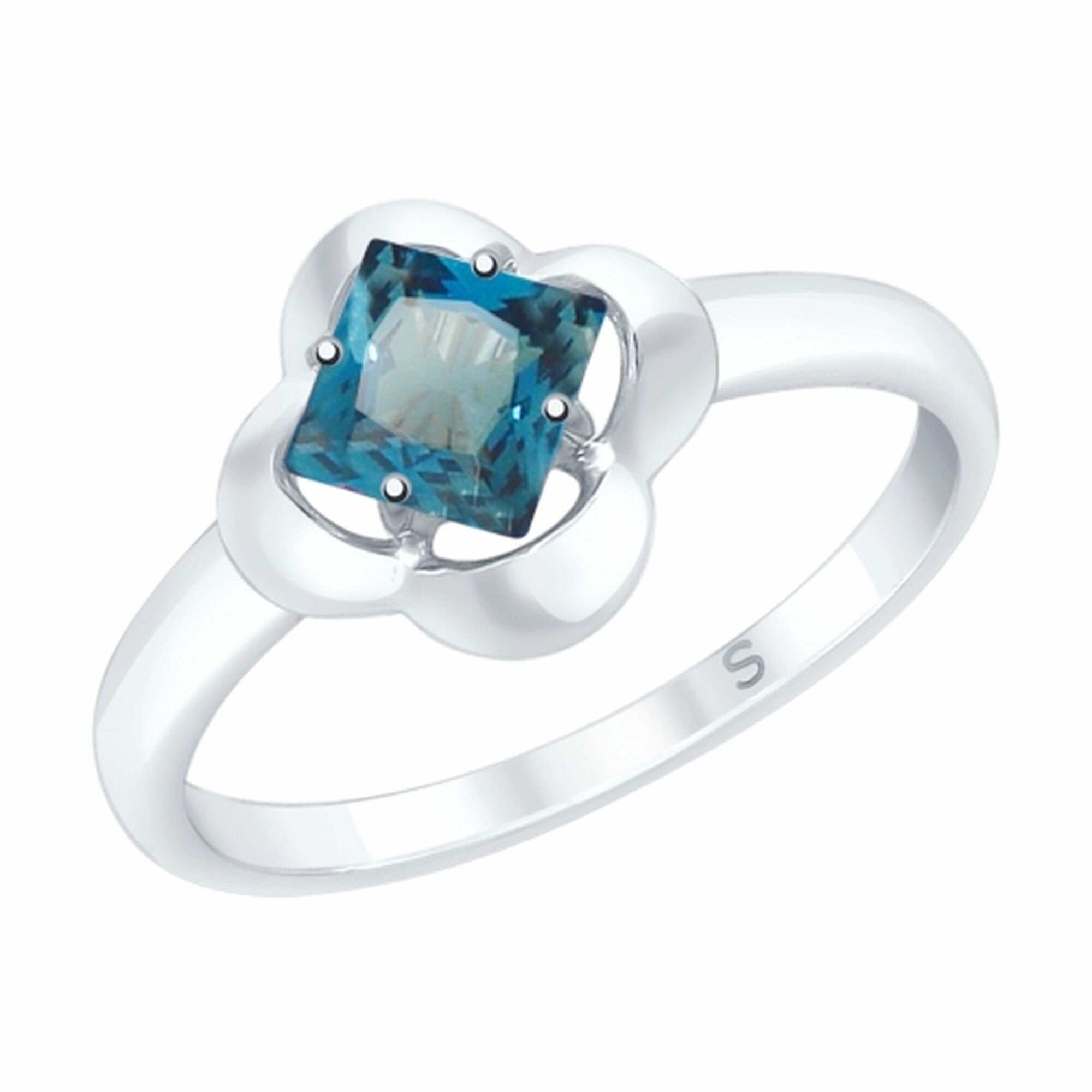 Кольцо, серебро, 925 проба, родирование, Лондон топаз, топаз