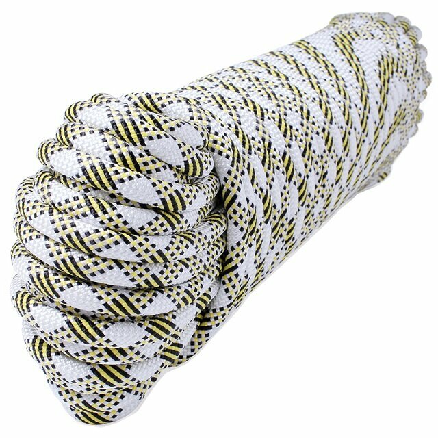 Репшнур Петроканат эверест (полиамид) (Диаметр(мм):7 | Длина(м):75 | Тест(кг):1 200 | евромоток | желтый/черный/белый |)