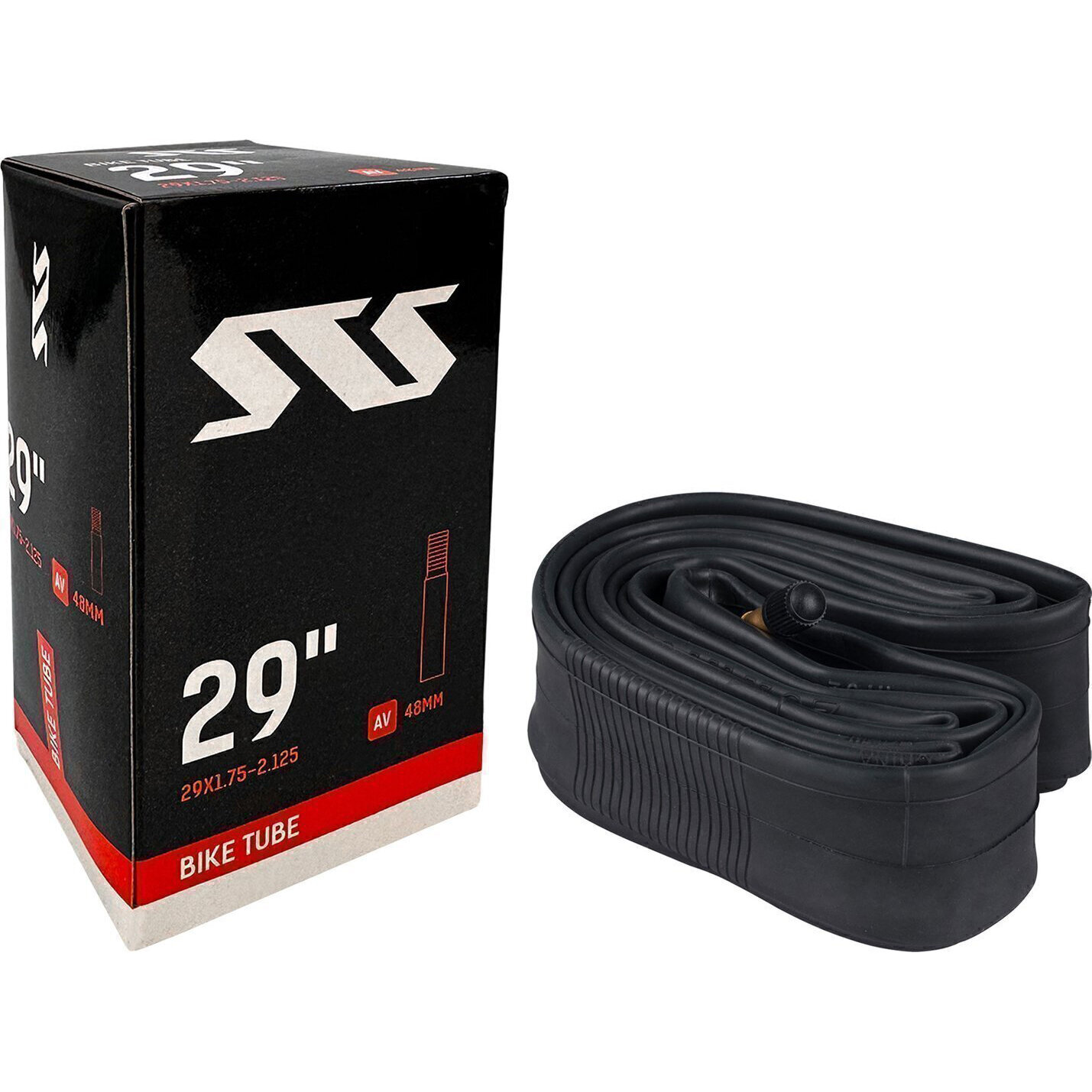 Велокамера STS 29x1,75-2,125 авто. нип 48мм в индивидуальной упаковке. Black.