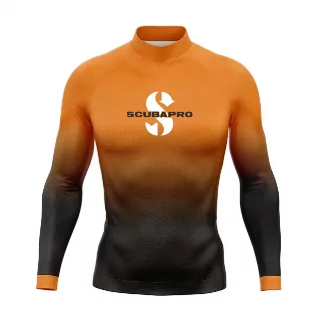 2025 мужские рашгарды с длинными рукавами, футболки для серфинга, защита от Оранжевый, XXL, 2