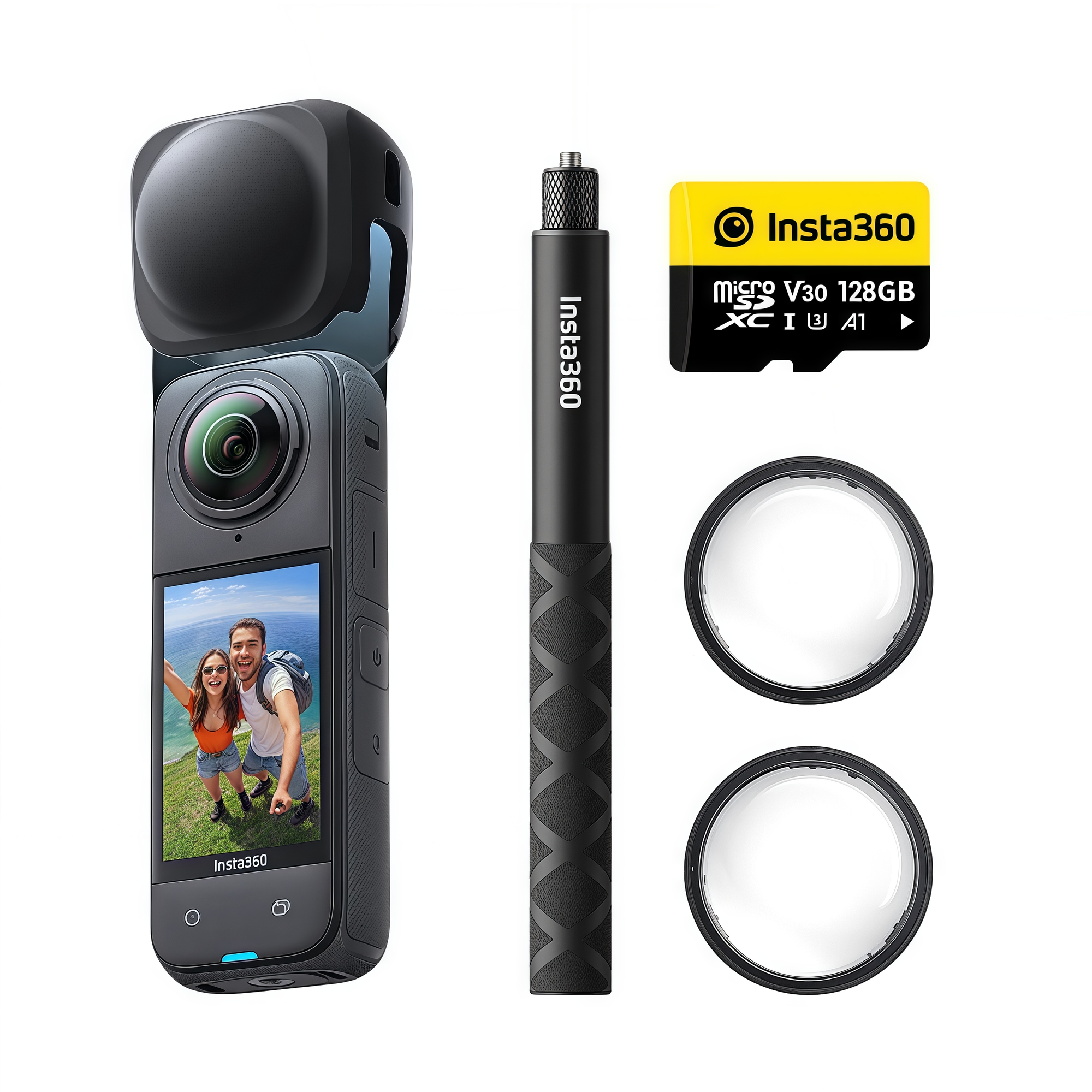 Экшн-камера Insta360 X4 Get-Set Bundle с картой памяти 128 ГБ – 8K, водонепроницаемая, 360°, широкоугольная съемка