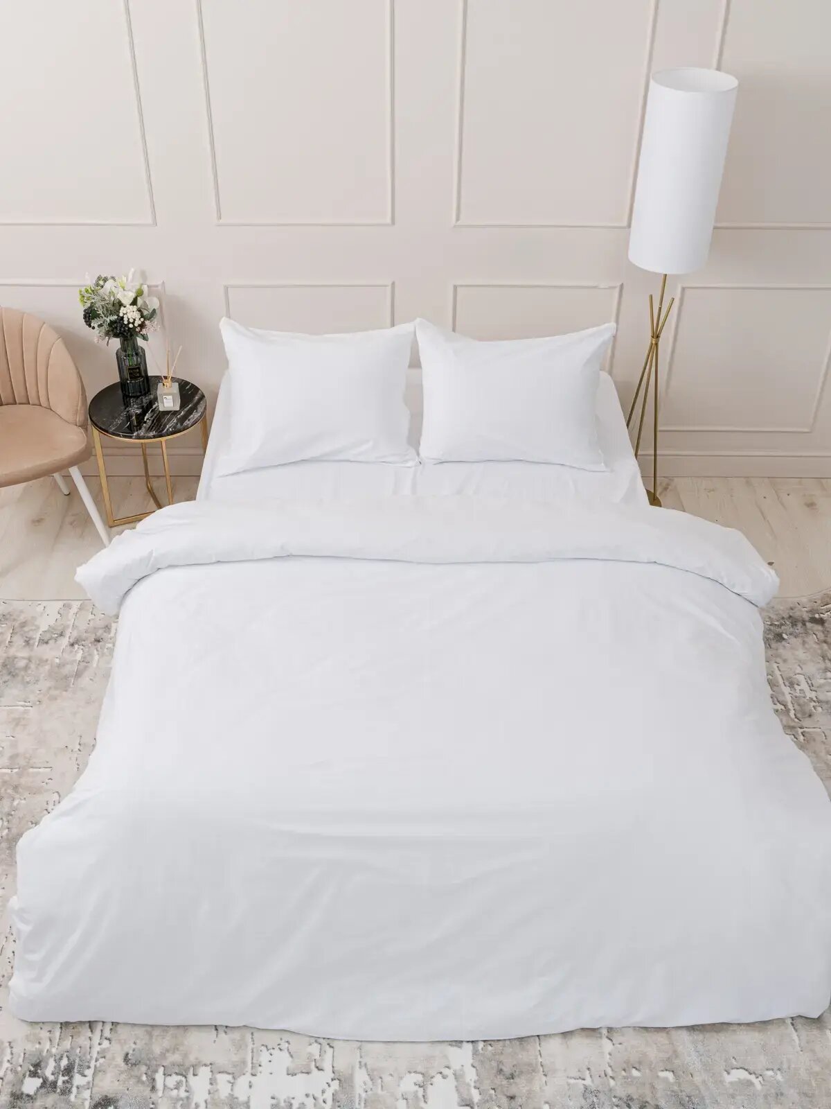 Постельное белье 2,0 поплин, комфорт и простота, белый, 3 предмета, мягкость и износостойкость