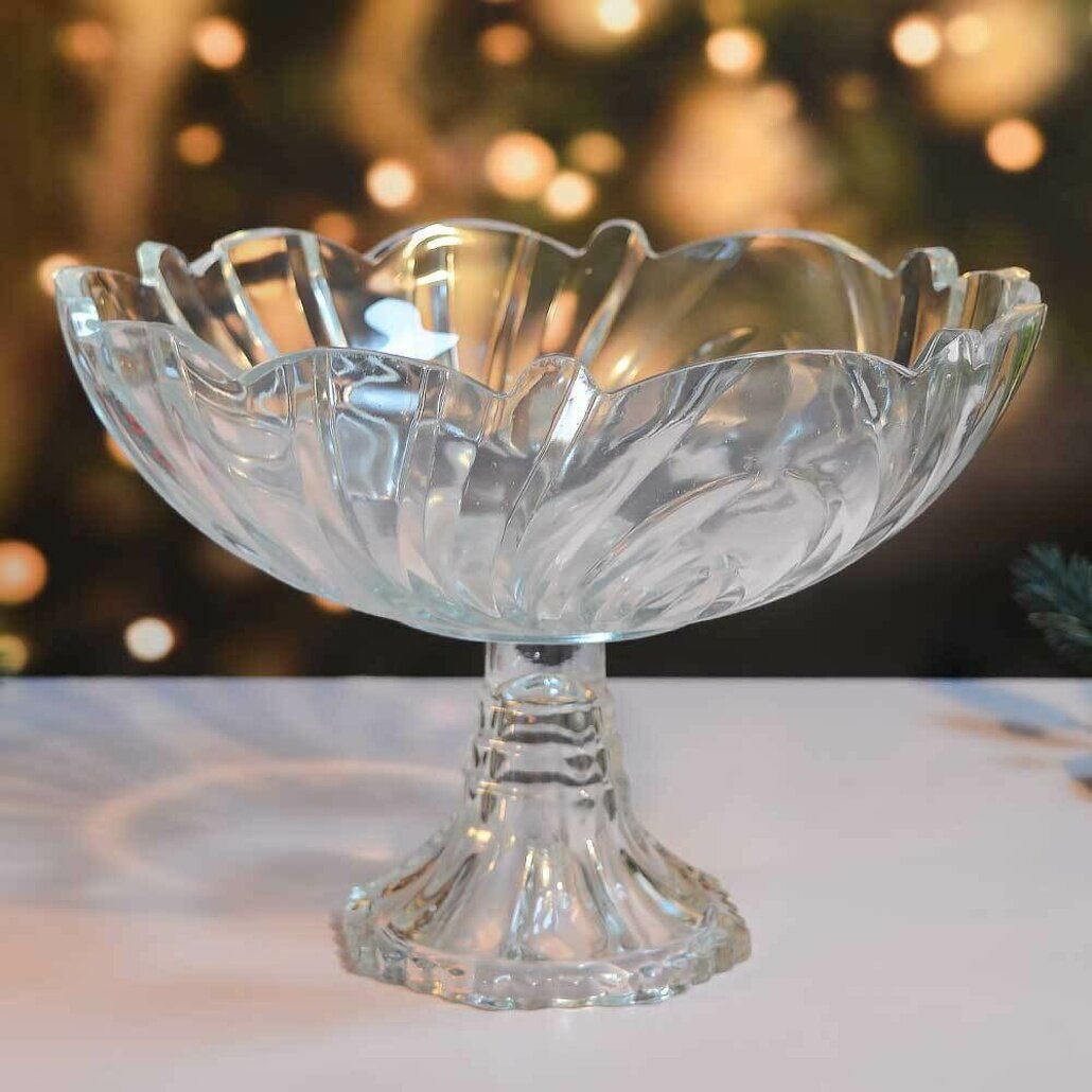 Фруктовница стеклянная диаметром 24 см «Azin» для сервировки, прозрачная, из стекла