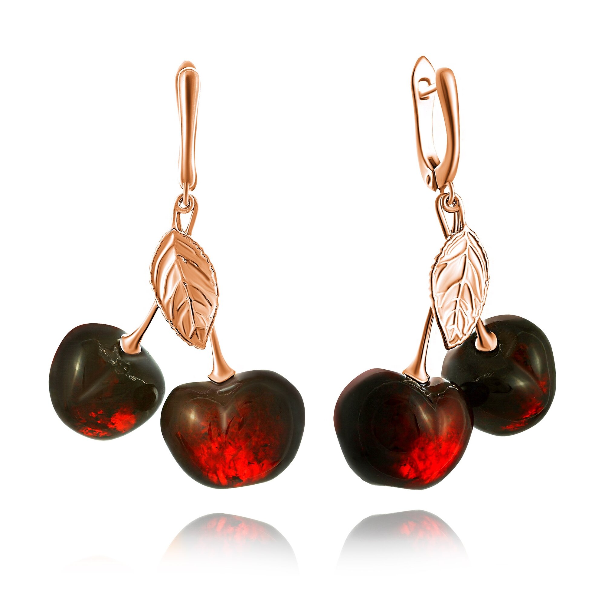 Серьги, серебро, 925 проба, золочение, янтарь