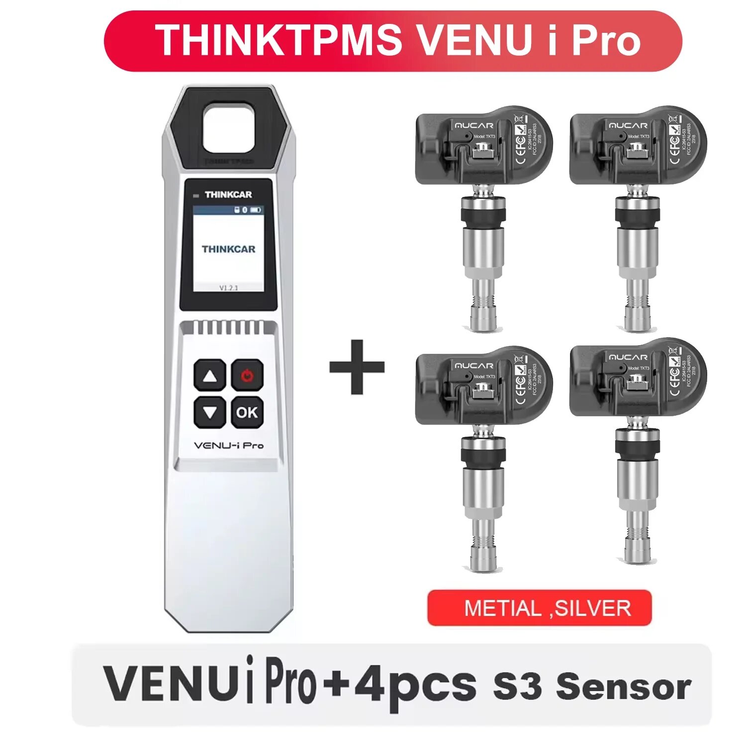 THINKCAR ® THINKTPMS VENU iPro TPMS Инструмент для сброса шин работает с Thinkdiag, With 4 sensor