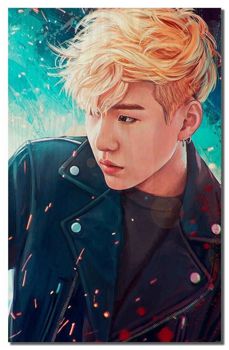 Картина интерьерная на дереве, рисунок Музыка BTS Suga Шуга 6029 В