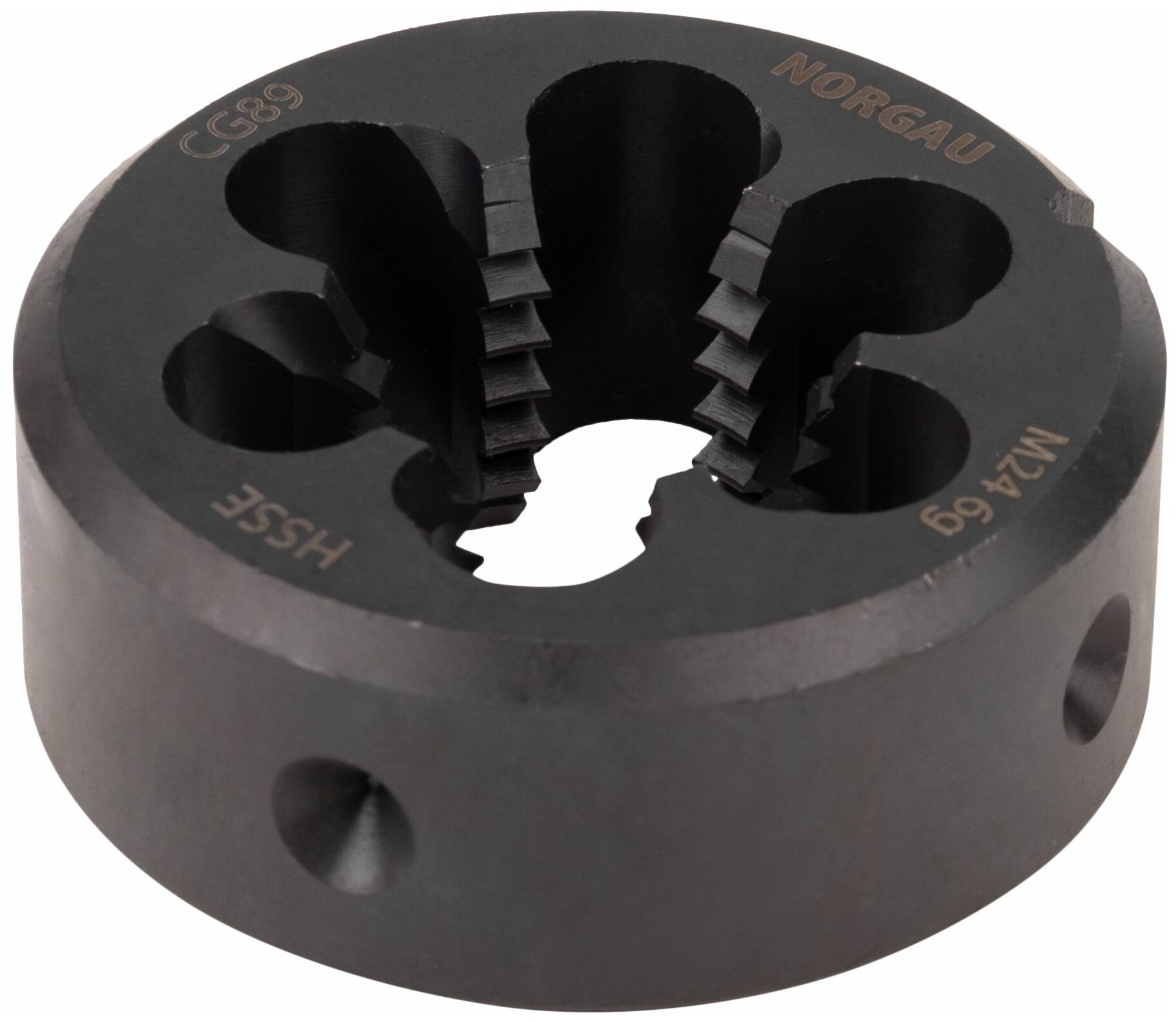 Плашка М24х3 мм по нержавеющим и жаропрочным сплавам NORGAU Industrial метрическая, для резьбы 60, по DIN223, HSS-Е/VAP (Co 5%), диаметр 55 мм