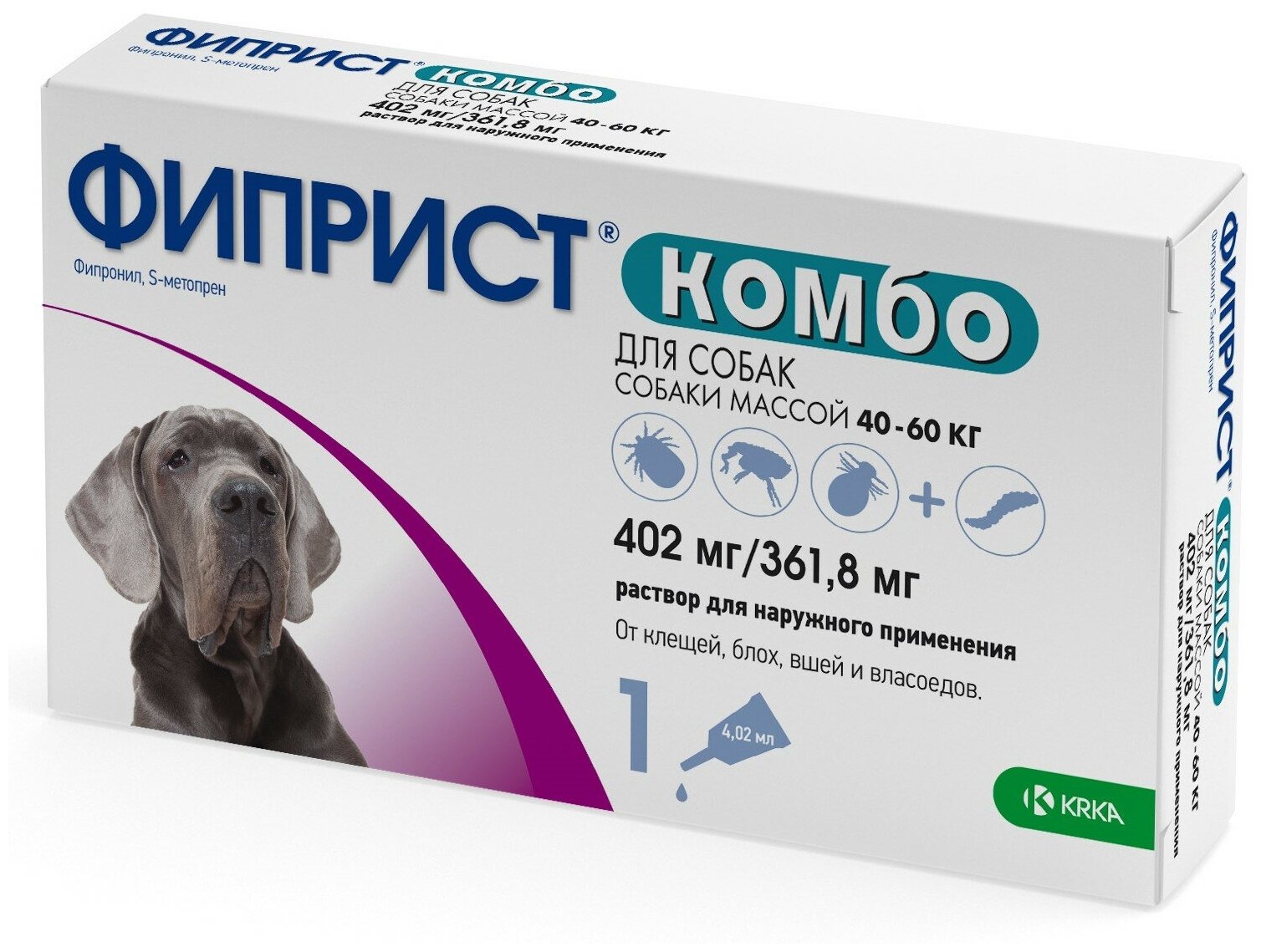 Фиприст Комбо для собак (от 40 кг) 1 пипетка, 4.02 мл.