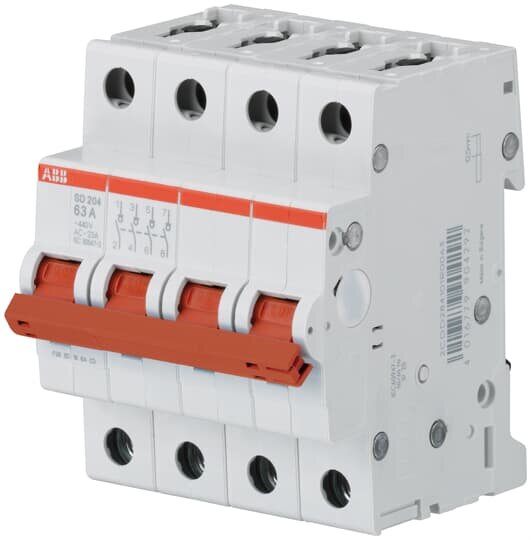 Рубильник модульный 4П ABB SD204/63 рычаг красный 2CDD284101R0063