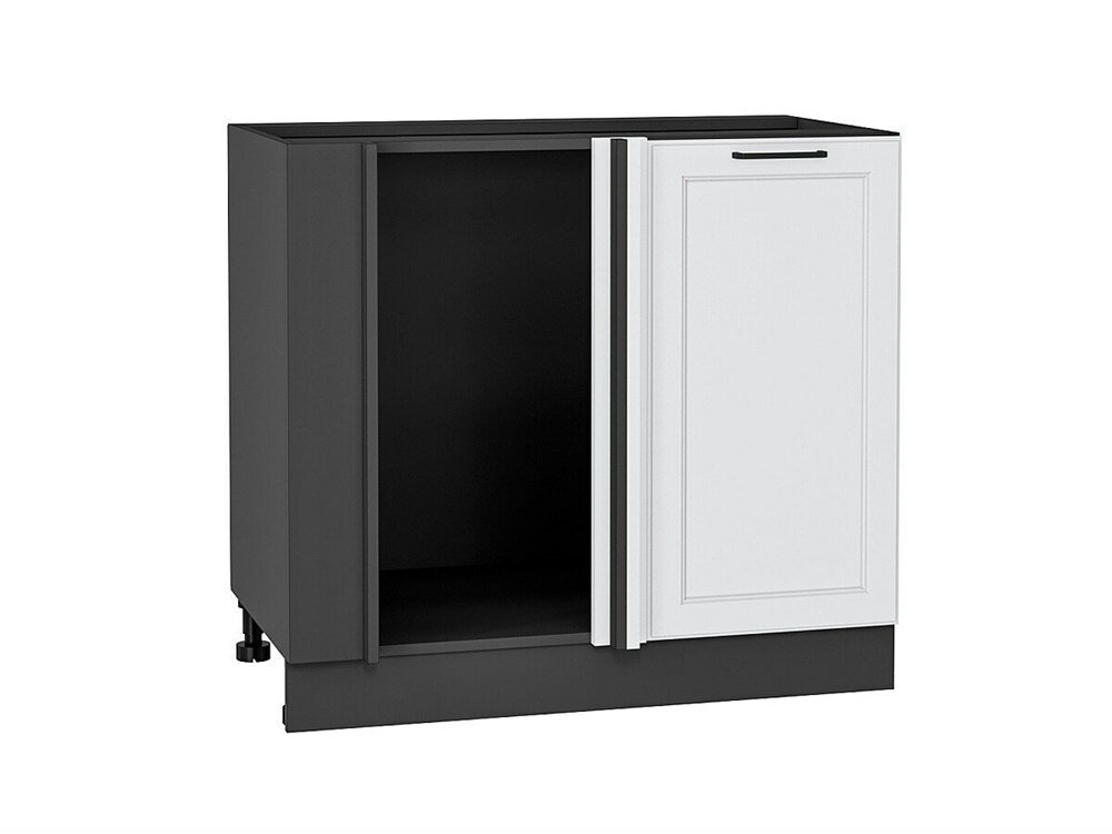 VVT Шкаф нижний угловой Барселона Graphite, Белый В*Ш*Г 816*890*484, фасад МДФ Белый, корпус Graphite Белый