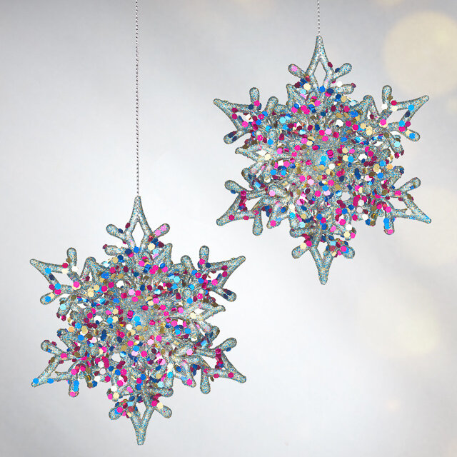 Елочная игрушка Снежинка Альвисс 11 см, 2 шт, голубая, Koopman, CAA222150