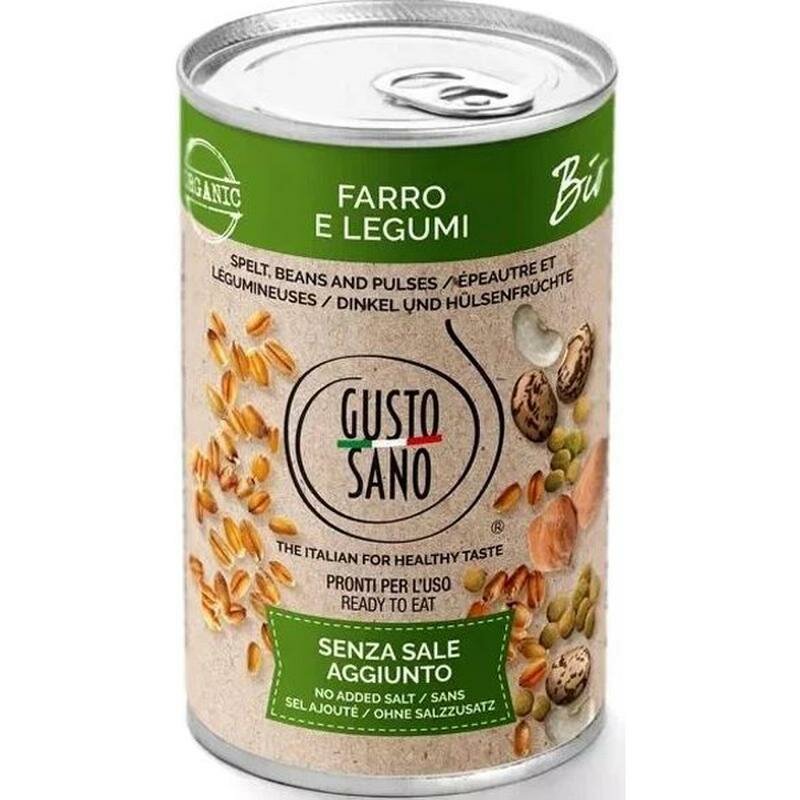 Бобовый микс с полбой консервированный органический Gusto Sano 400 г