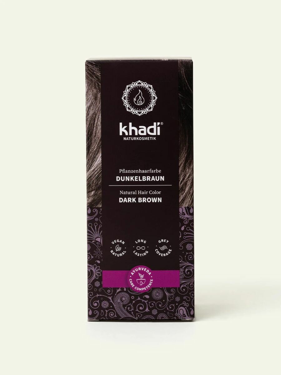 Темно-коричневый оттенок - натуральная краска для волос Khadi Naturprodukte, 100 гр
