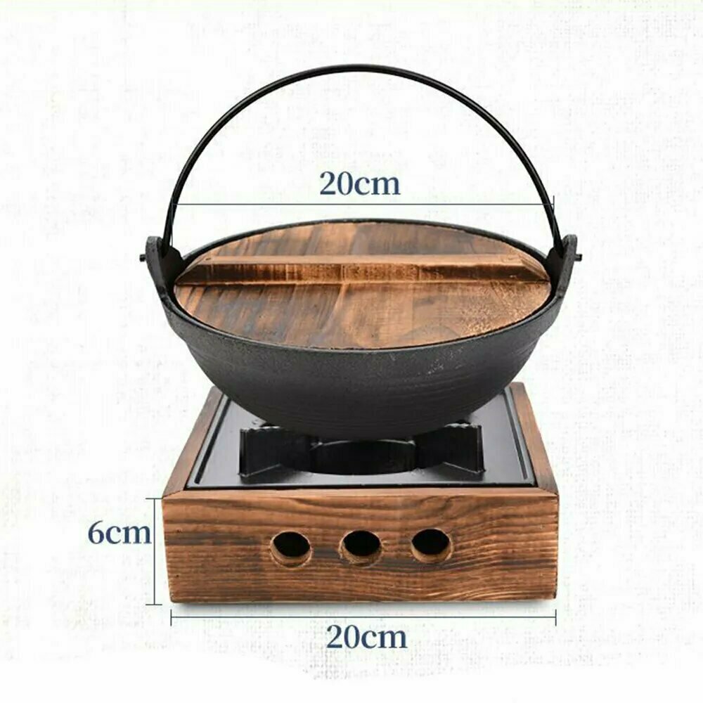 Набор для фондю "Японский, чугунный, 2 персоны", с крышкой, со спиртовкой, 20см