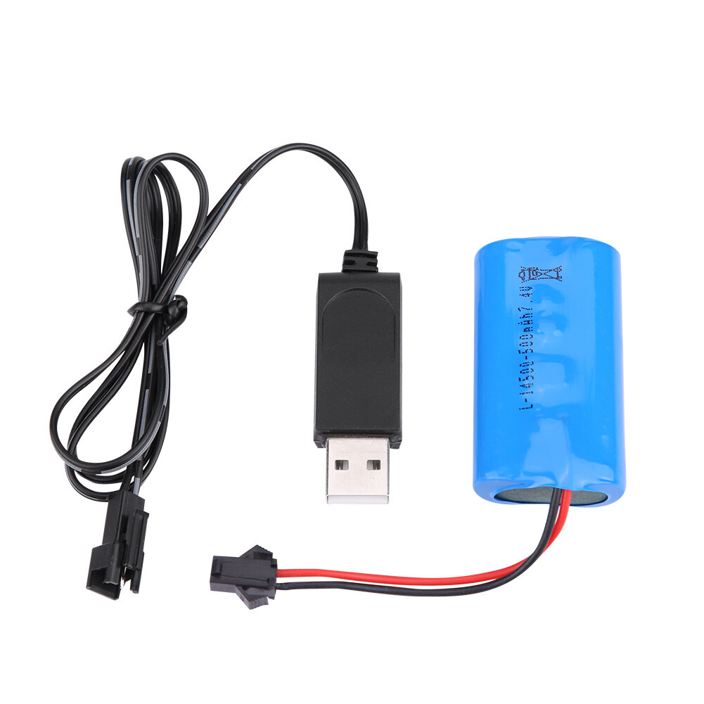 Усовершенствованный перезаряжаемый литий-полимерный аккумулятор 7,4 В 500 мАч с USB-кабелем для зарядки для радиоуправляемого внедорожника WPL RC Military Car.