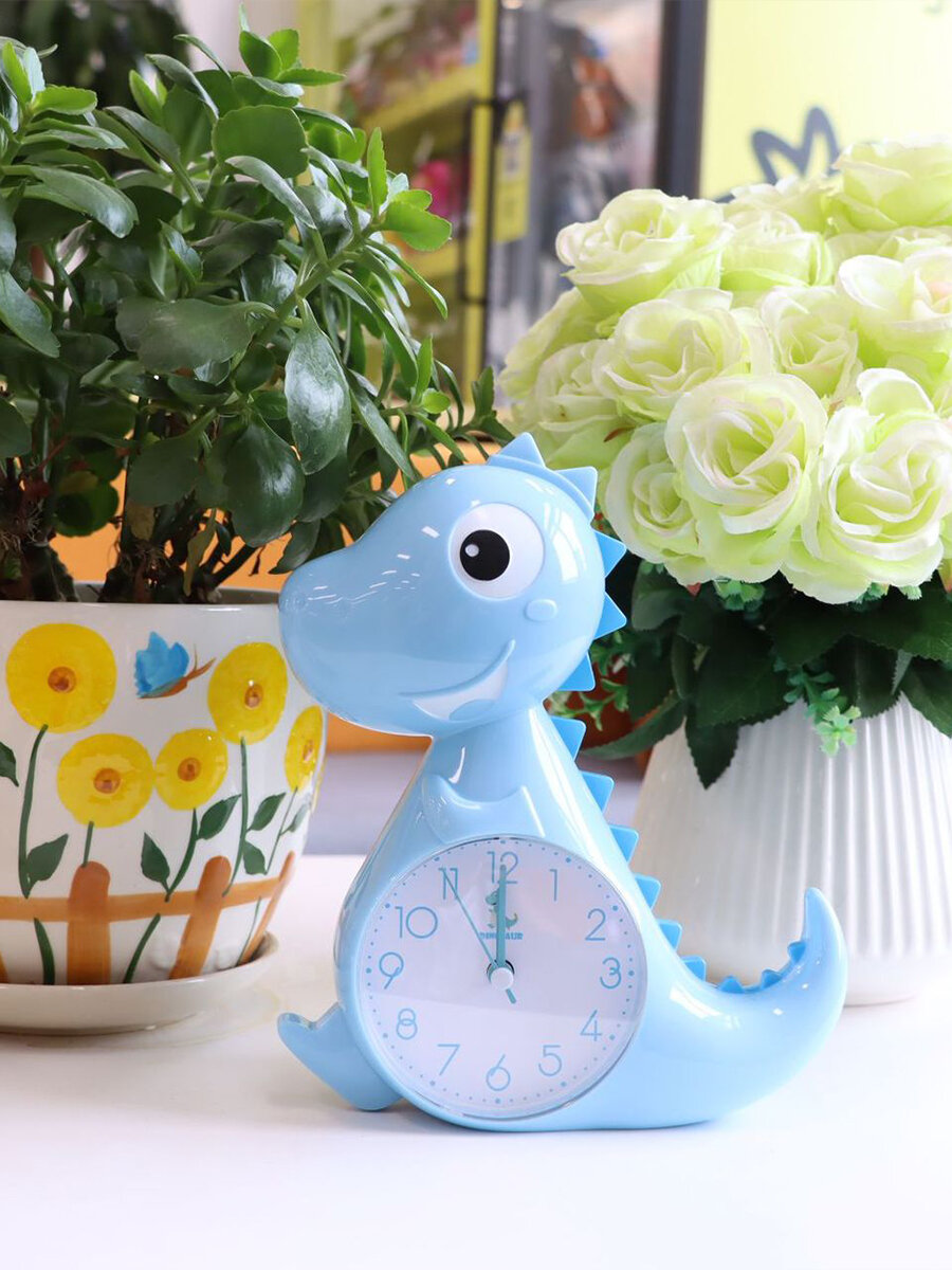 Часы-будильник "Динозавр", для детской, электронные, AAA, круглые, пластик