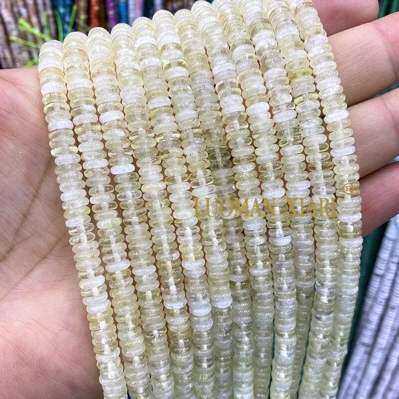 Натуральные бусины из лимонного цитрина LUOMAN XIARI 2x6 мм Белый, 2x6mm 75-80pcs, Lemon citrine