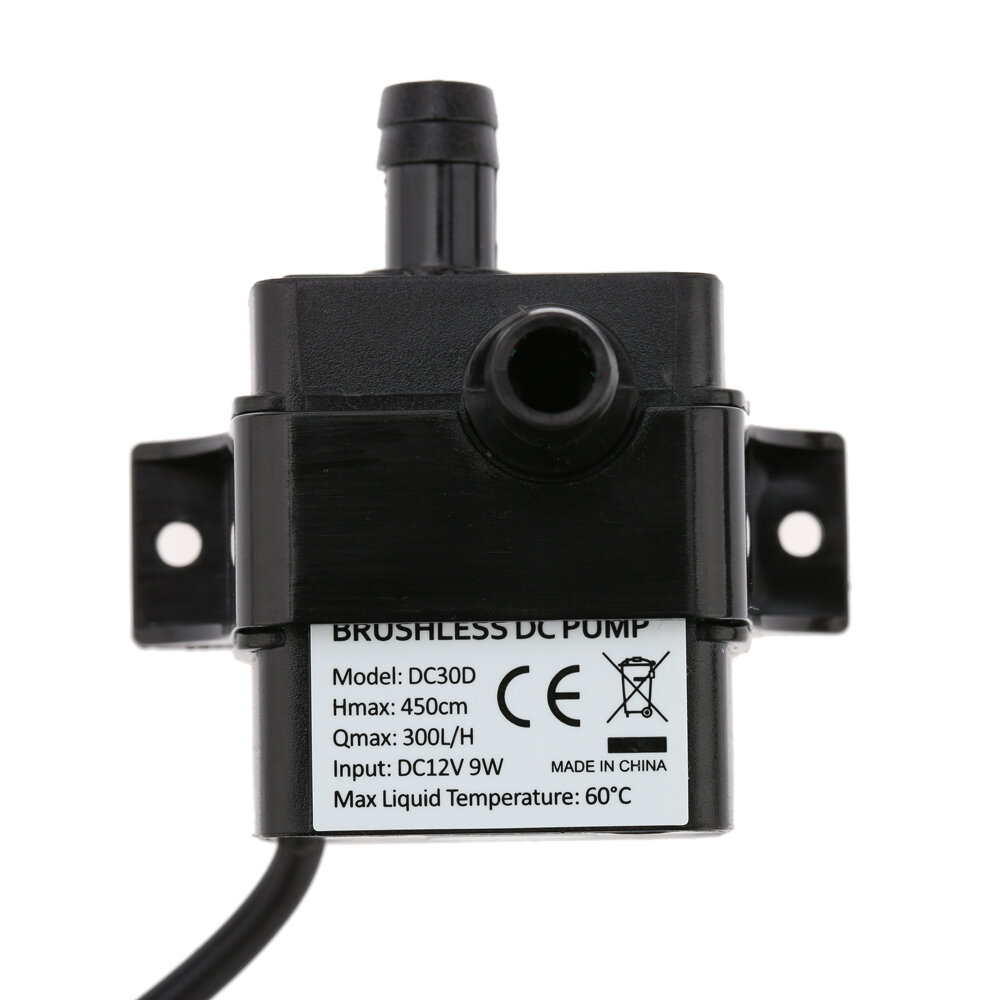 Decdeal Ultra-quiet Mini DC12V 9W Micro Brushless Water Oil Pump Waterproof Submersible Fountain Aquarium Circulating 300L/H Lift 450cm