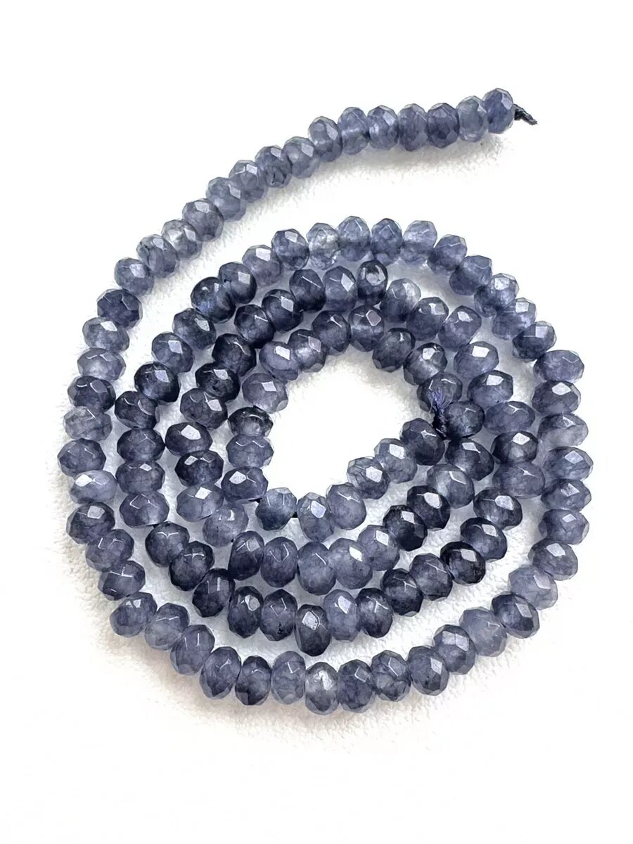 1084 Натуральный агат огранка рондель серо-синий 3x4мм 1 шт.
