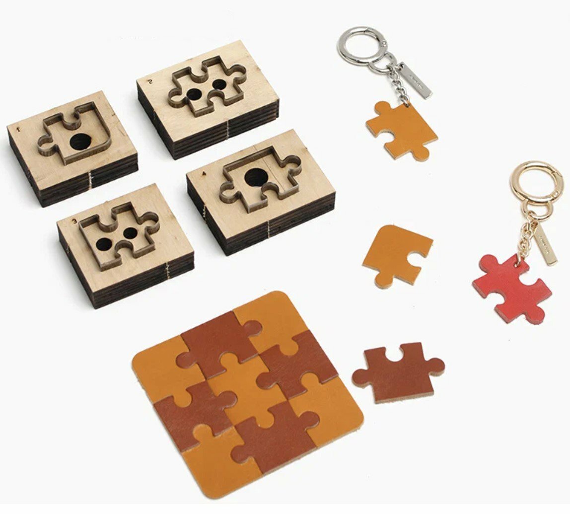 Высечной штамп (штанцформа) пазл для вырубки кожи, набор пробойников для кожи (набор 4 шт)