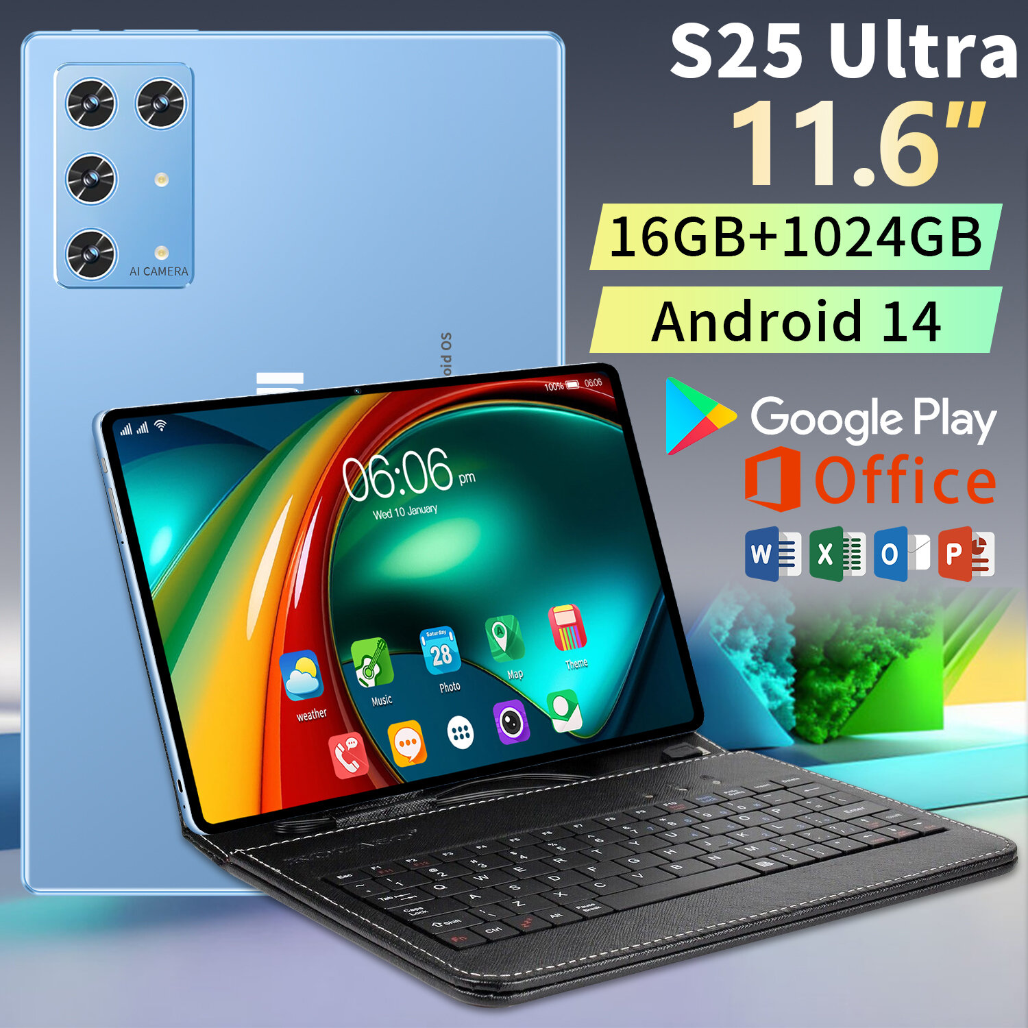 Игровой планшет S25 Ultra с клавиатурой, 11.6", IPS экран, 16GB/1024GB