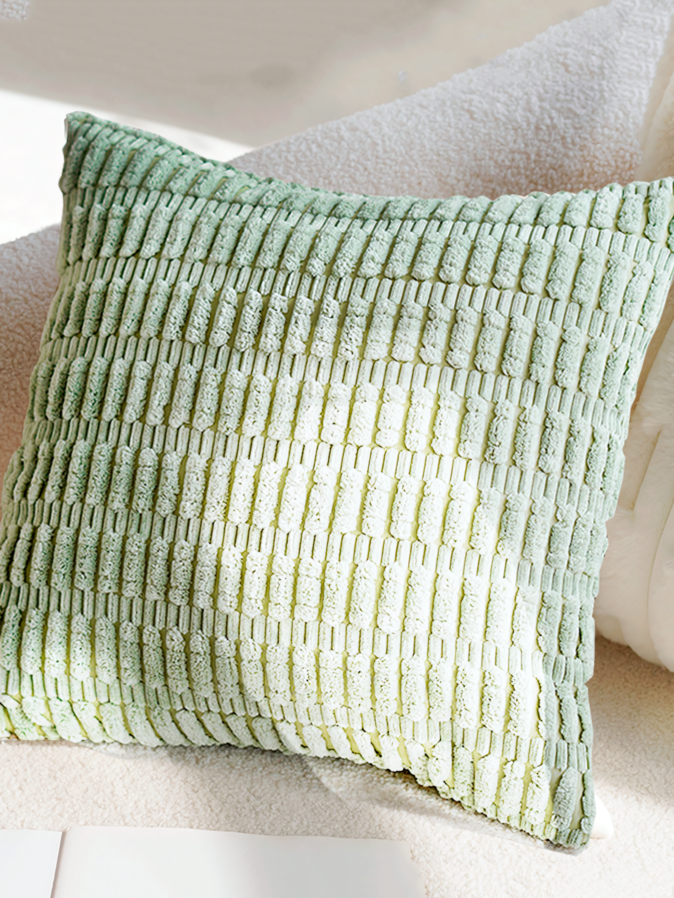 Декоративная подушка, квадратная, зеленый, рельефный плюш, 45x45 см