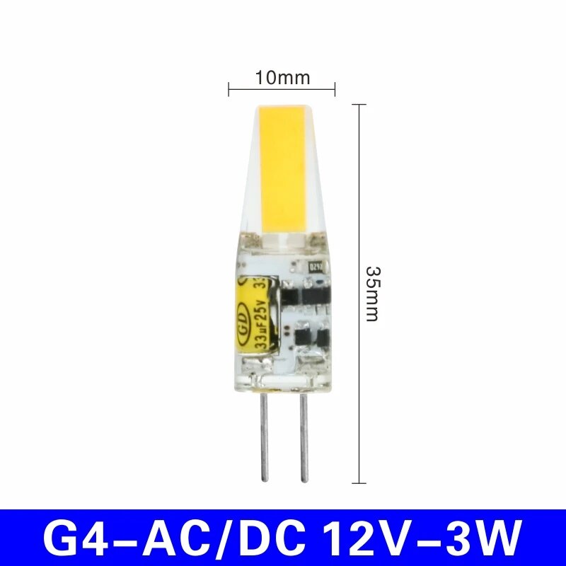 DSELCHUN светодиодная лампа G4 G9 E14 3/6 Вт 12/220 В холодный/теплый G4 3W AC DC 12V, Warm white