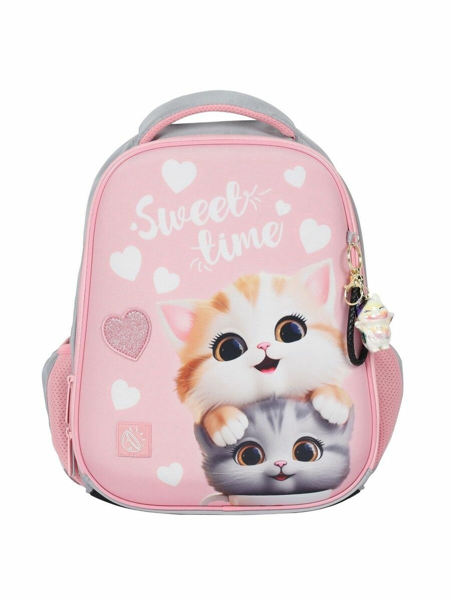 Ранец школьный с эргономичной спинкой, 2 отделения, 39*29*16 см Котики