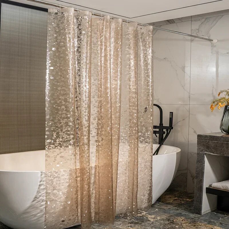Плотная прозрачная занавеска для душа PEVA с 12 крючками, водонепроницаемая крышка для ванны, Современная перегородка для ванны с защитой от плесени, Высококачественная шторка для ванны, Style 8, 1pc W180xH200cm