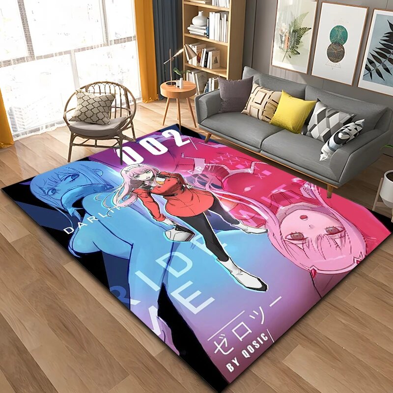 Коврик аниме Zero-Two DARLING In The FRANXX HAISILK MOON, Style D, 100x160cm (39x62in) розовый