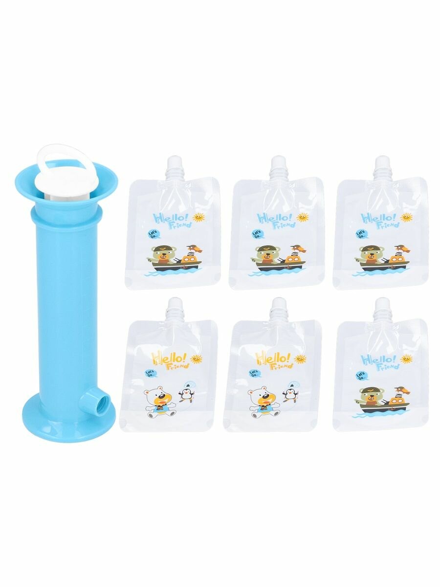 7 шт, пакетики для детского питания, однотонные пакеты для детей, набор наполнителей для выдавливания фруктов и пюре для малышей, без бисфенола А, легко чистится