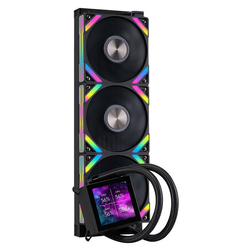 Охлаждение SAMA XW36SD 2-го поколения 360 мм AIO с 3.4-дюймовым LCD-экраном черный Цвет：Черный с квадратным
