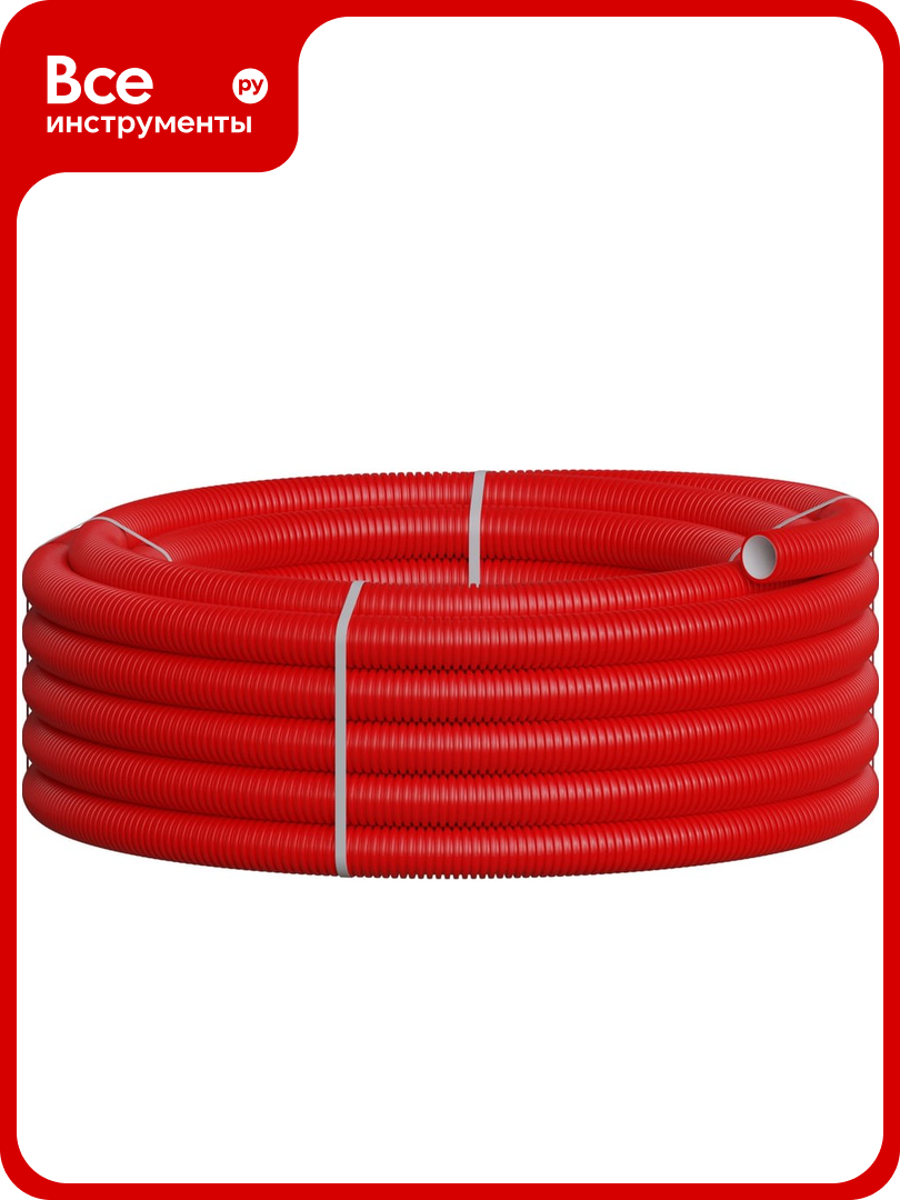 Вентиляционная труба гибкая двустенная для воздуховода (ПНД), антистатическая и антибактериальная D75 мм, цвет красный