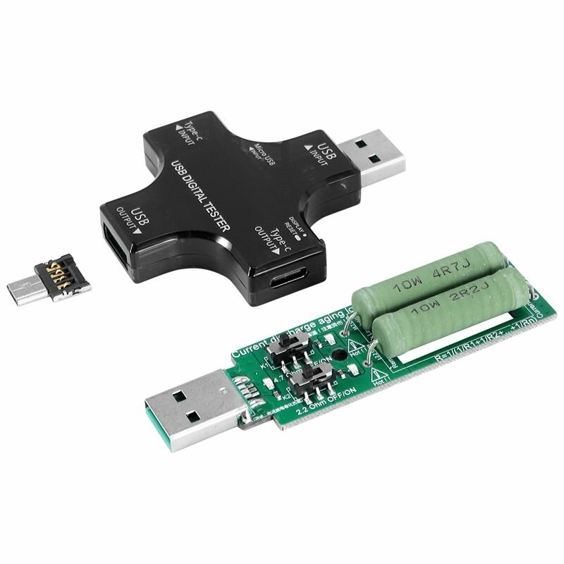 Тестер USB 2 в 1 USB-тестер типа C с цветным экраном MyPads, цифровой мультиметр IPS, напряжение, ток, мощность, температура, с загрузчиком
