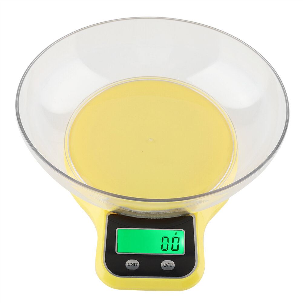 WH-B21LW Кухонная шкала пищи цифровой масштаб для приготовления многофункциональной массы веса с миской (желтый)