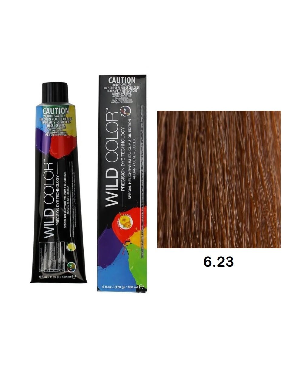 Wild Color Стойкая краска для волос 180 мл - Wild Color 6.23 6T Темный блонд табачный