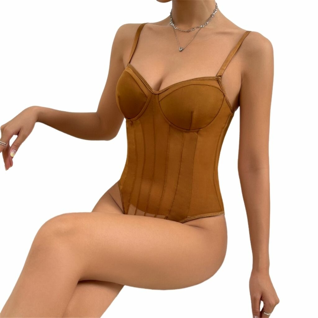 Женское боди на тонких бретельках, топ из прозрачной сетки, цельные кофточки без рукавов, комбинезон-трико