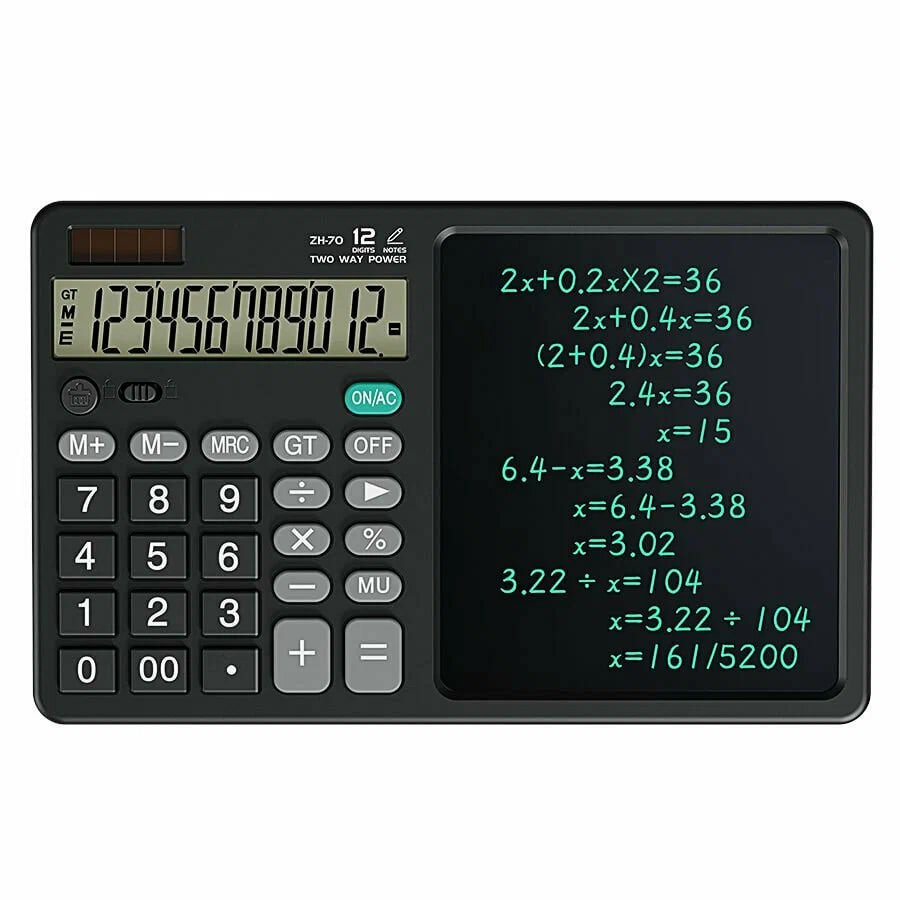 Калькулятор настольный, многофункциональный, питание солнечная панель, черный