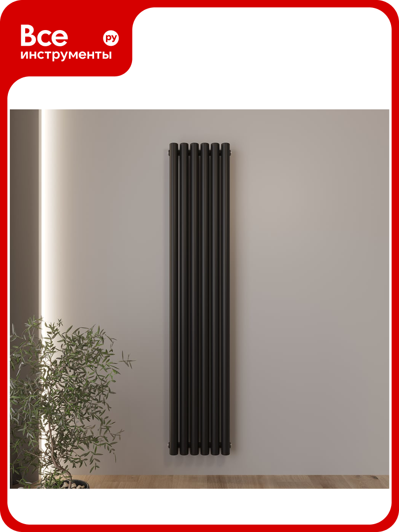 Радиатор Faberg Steelion 1 трубный, 50 мм диаметр, подключение - нижнее-правое, секций - 6, высота - 1800, цвет -
