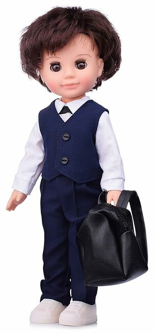 Детская кукла-мальчик "Данил школьник" с одеждой и аксессуарами, высота 30 см, игрушка для девочек и мальчиков, пластиковая куколка закрывающая глаза, руки и ноги сгибаются