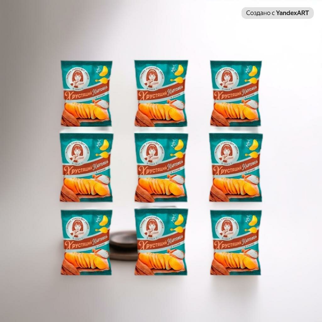 Натуральные картофельные чипсы с солью Хрустящий Картофель, 70 гр, 9 уп