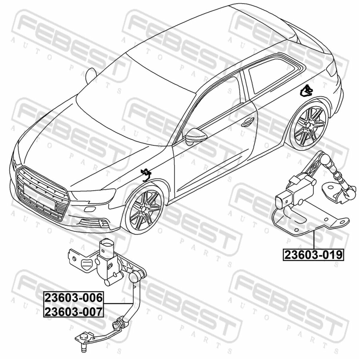 Датчик Положения Кузова Задний (С Тягой)(Febest 23603-019)