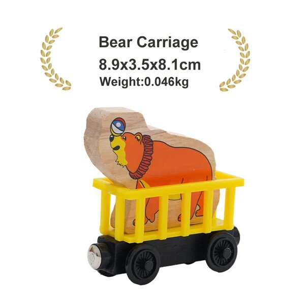 Деревянный поезд Bear Carriage, 8.9x3.5x8.1cm