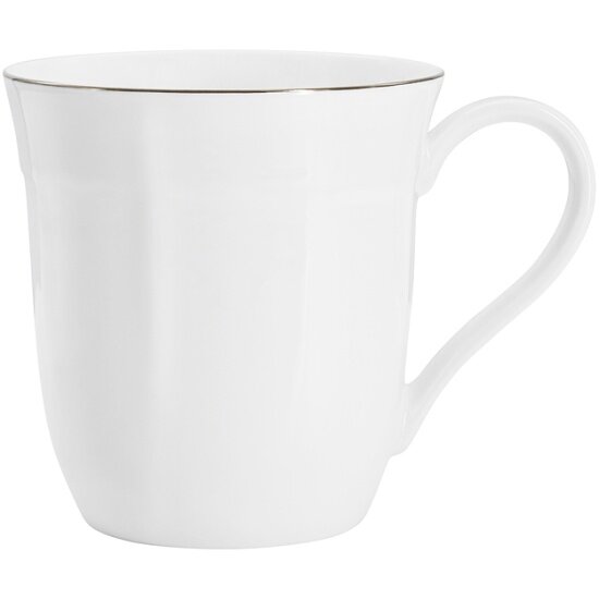 Кружка Anna Lafarg Lotus silver 400 мл, фарфор, белый, с серебристым кантом (AL-1305L-E11)