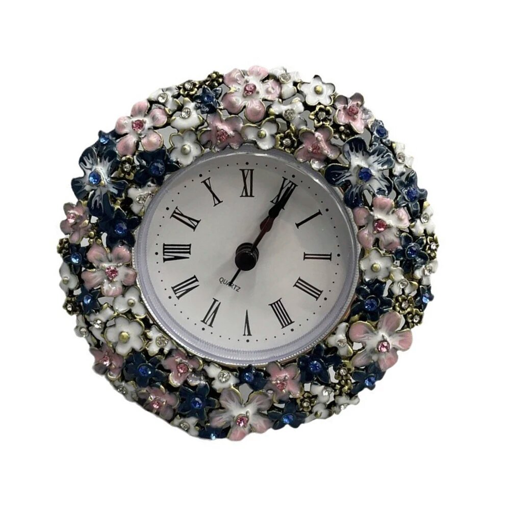 1 шт. декоративные мини-настольные часы, винтажные бесшумные маленькие настольные часы с полкой, спальни, прикроватной тумбочки, стол, подарочные часы, цветы