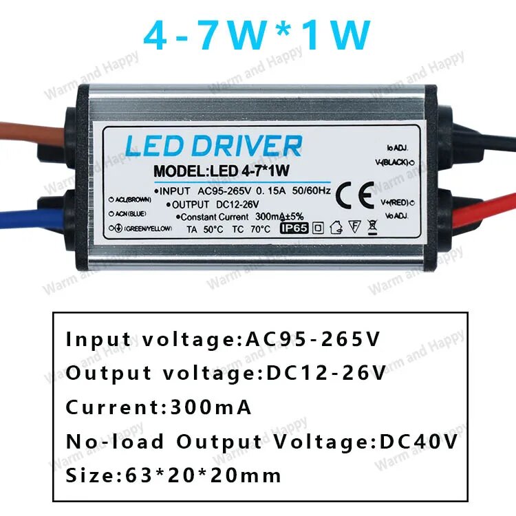 Трансформатор освещения Warm and Happy водонепроницаемый IP65 1-36 Вт 4-7W DC12-26V