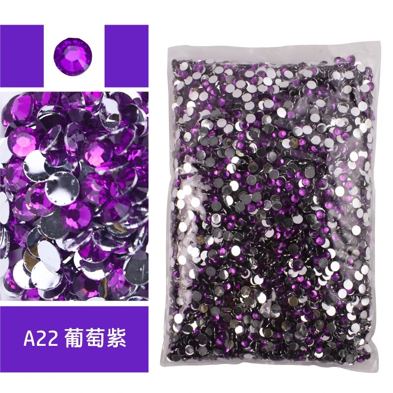 Пластиковые кристаллы смола 2-6 мм без горячей фиксации Фиолетовый, 5mm SS20-3000pcs, Grape Purple14