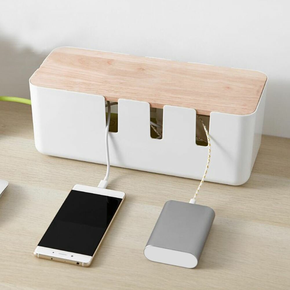 Коробка для хранения кабелей и управления розетками с защитой от пыли для дома и офисных столов